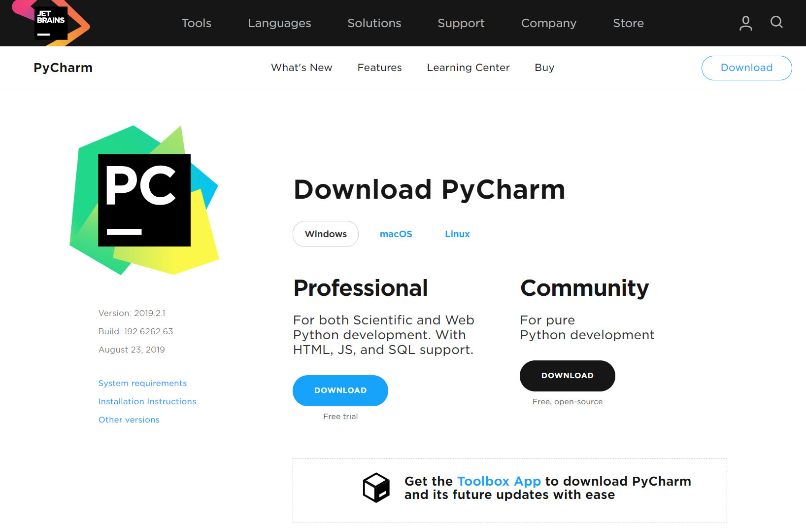 PyCharm and Anaconda Python - Setting up an environment